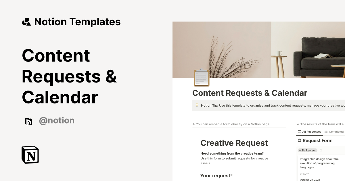 Content Requests & Calendar 2026 Template | Notion Marketplace