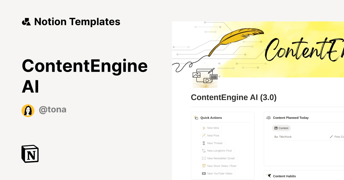 ContentEngine AI Template by Tona | Notion Marketplace