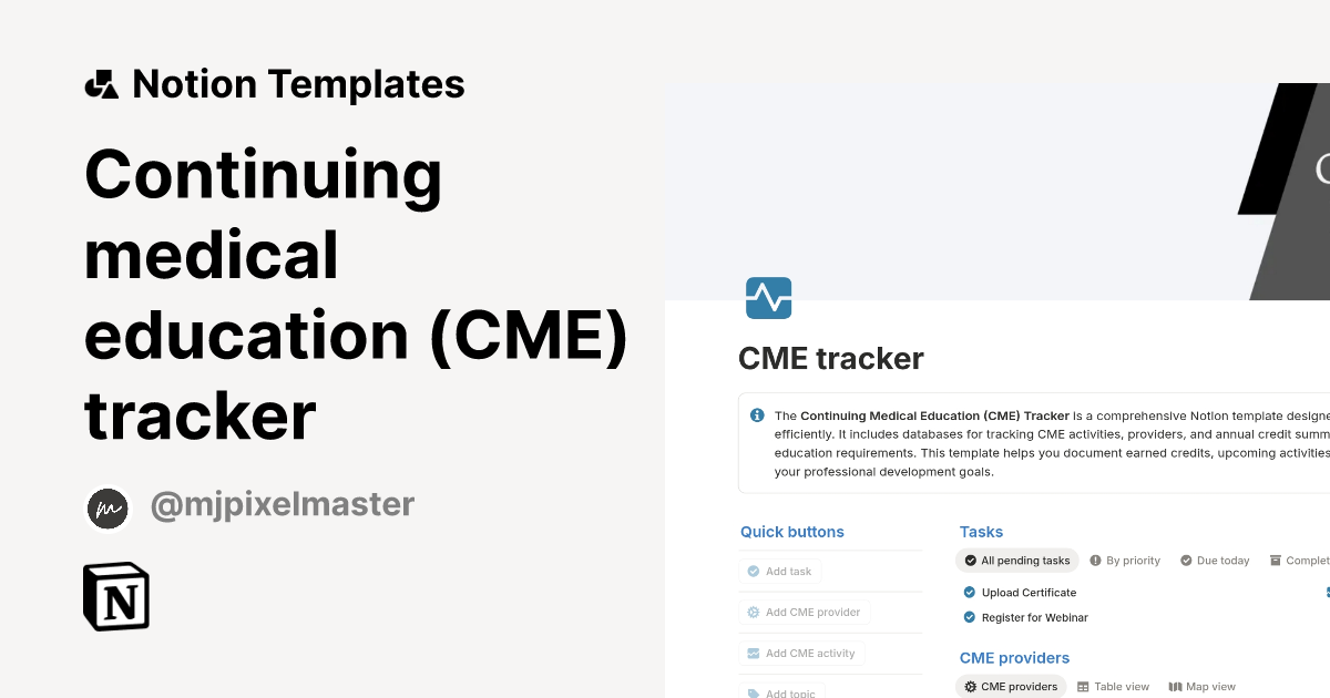 Continuing medical education (CME) tracker Template | Notion Marketplace