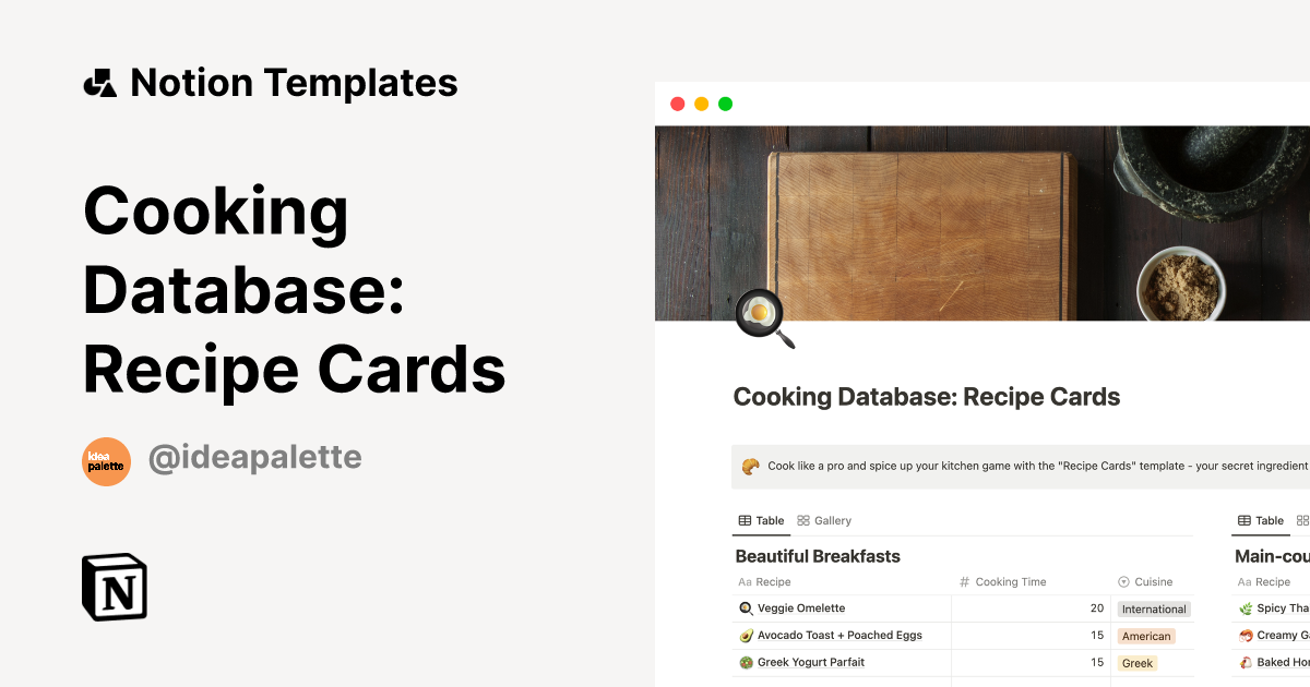 Cooking Database: Recipe Cards Template | Notion Marketplace