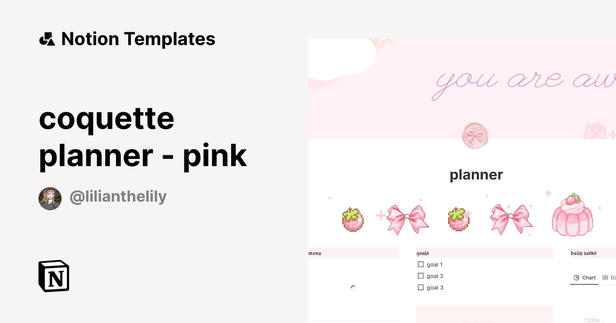 coquette planner - pink Template | Notion Marketplace