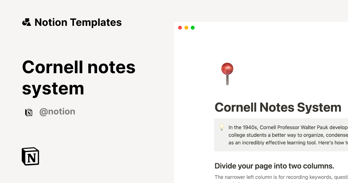 Cornell notes system 2026 Template | Notion Marketplace