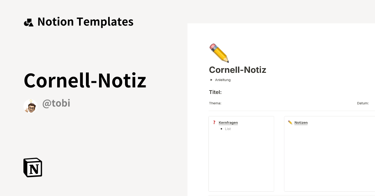 Cornell-Notiz Template | Notion Marketplace
