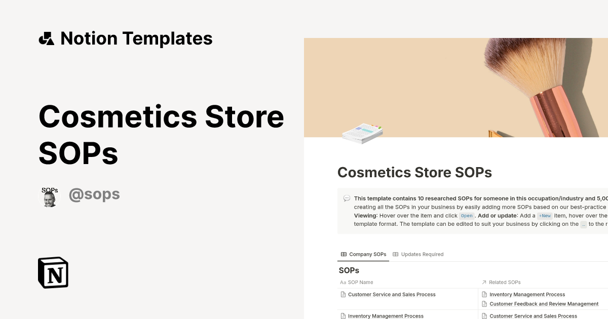 Cosmetics Store SOPs Template by SOPs | Notion Marketplace