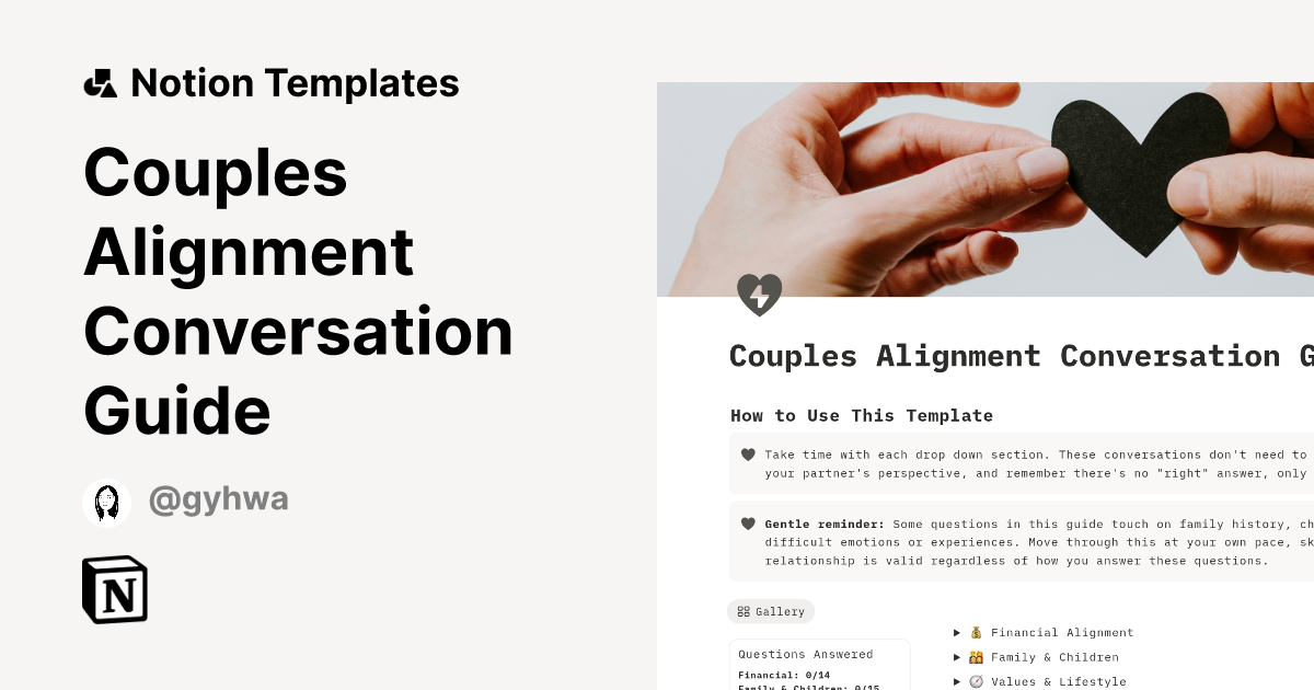 Couples Alignment Conversation Guide Template by gyhwa | Notion Marketplace