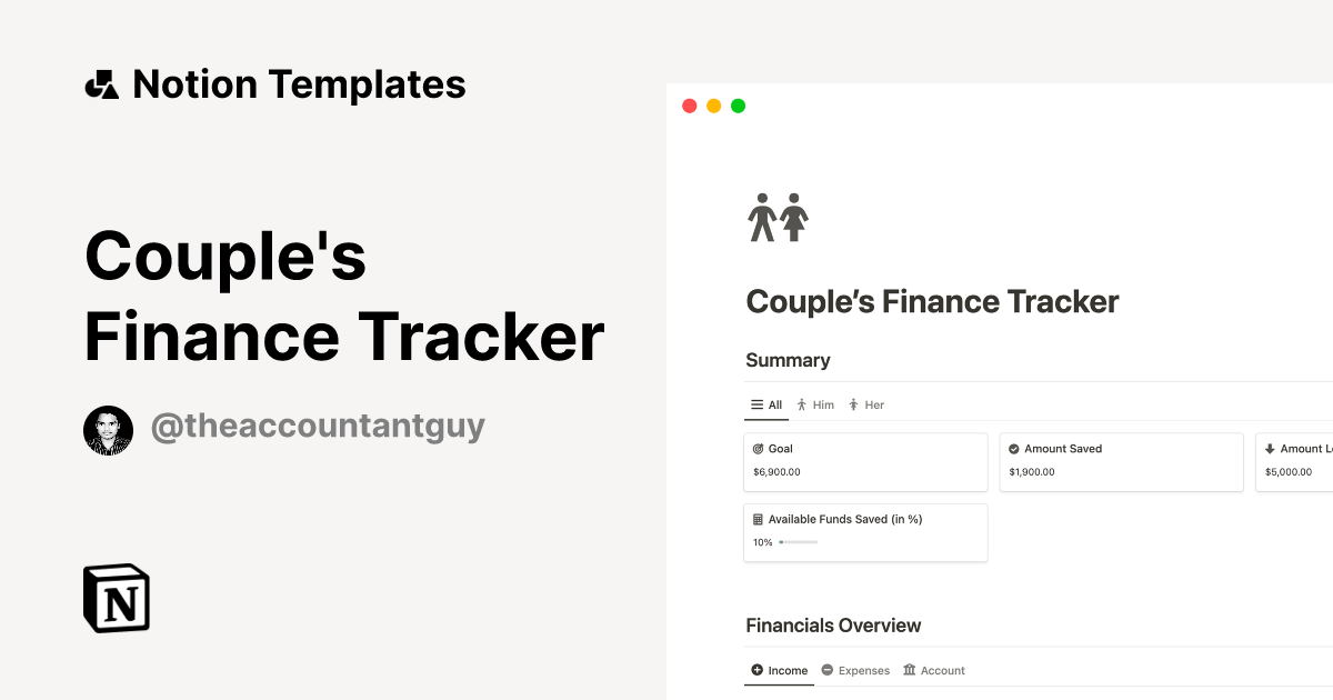 Couple's Finance Tracker Template | Notion Marketplace