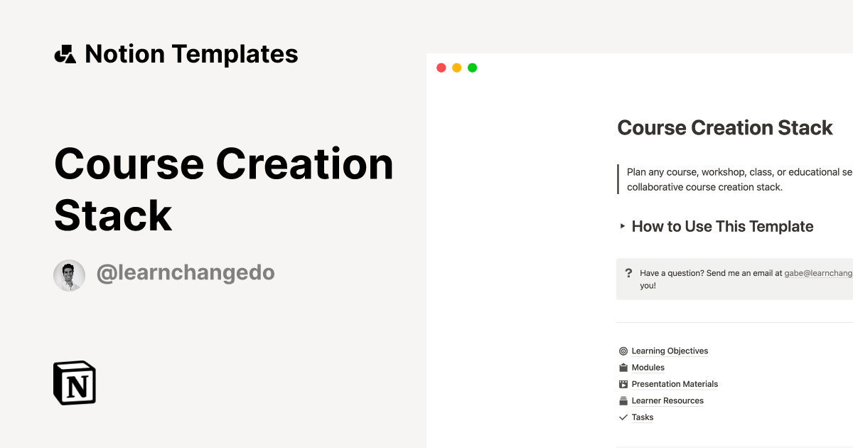 Course Creation Stack Template by Gabe Fernandez | Notion Marketplace