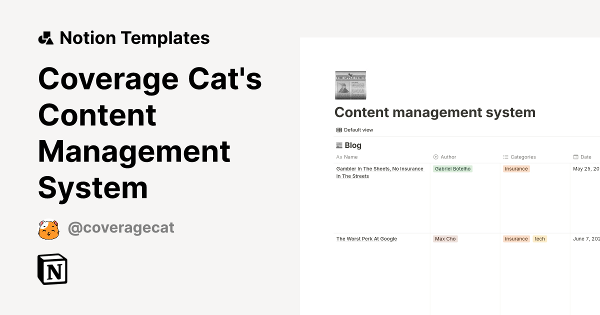 Coverage Cat's Content Management System Template by Coverage Cat ...