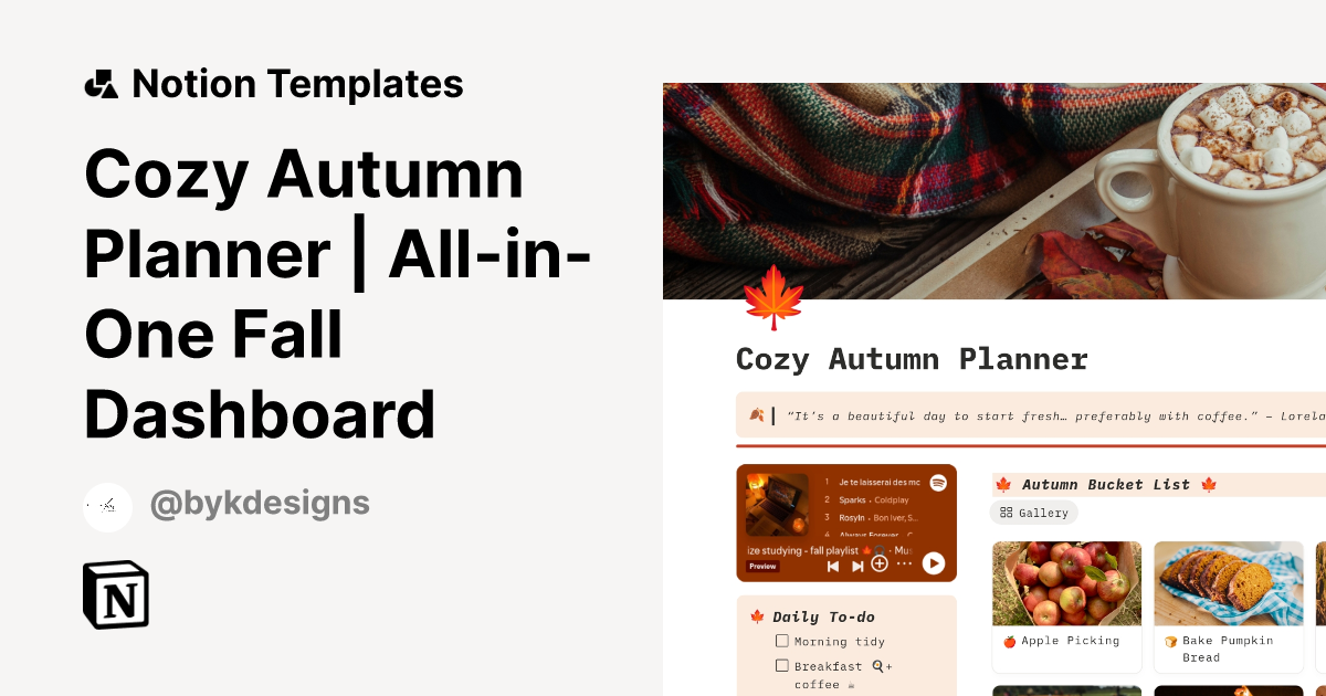 Cozy Autumn Planner | All-in-One Fall Dashboard Template | Notion ...