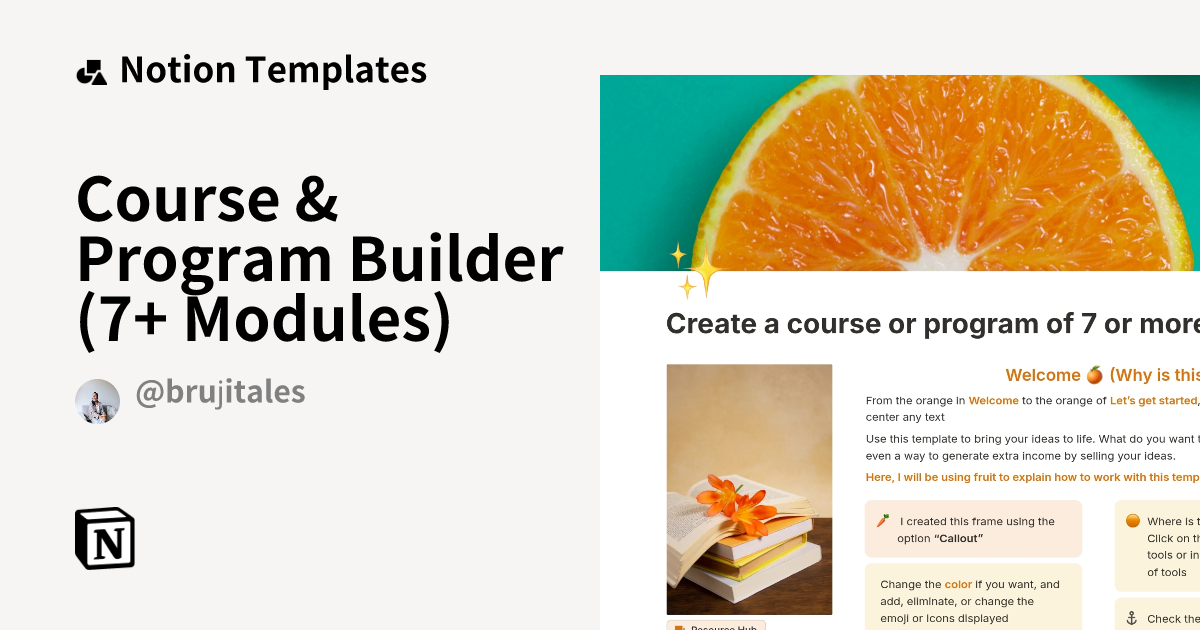 Course & Program Builder (7+ Modules) Template by Brujitales by Sandra Lucia | Notion Marketplace