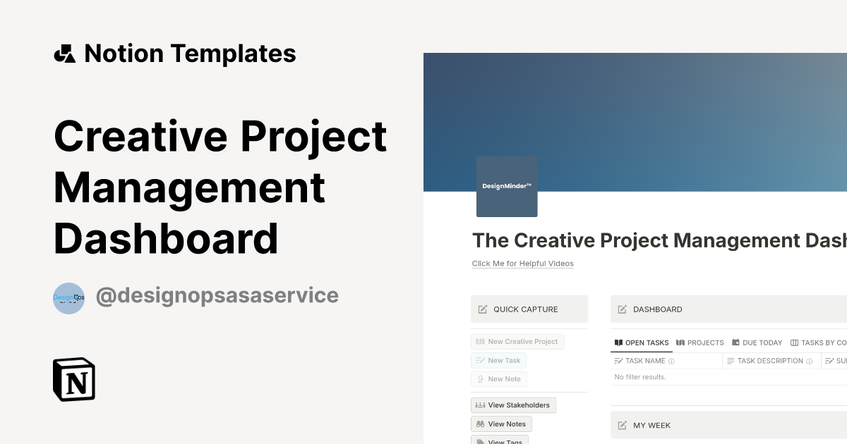 Creative Project Management Dashboard Template | Notion Marketplace