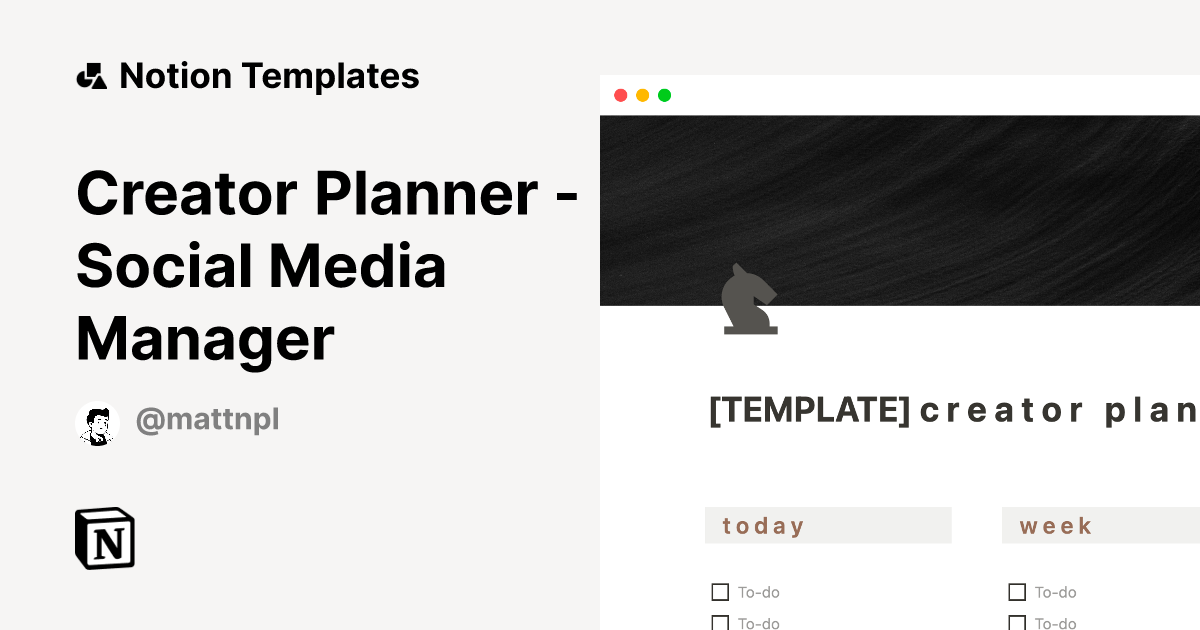 Creator Planner - Social Media Manager Template by Matt | Notion Marketplace
