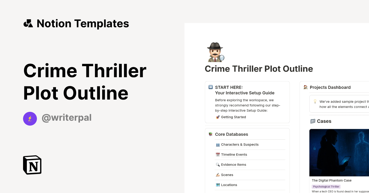 Crime Thriller Plot Outline Template by writerpal | Notion Marketplace
