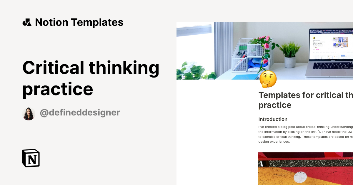 Critical thinking practice Template by Defined Designer | Notion ...