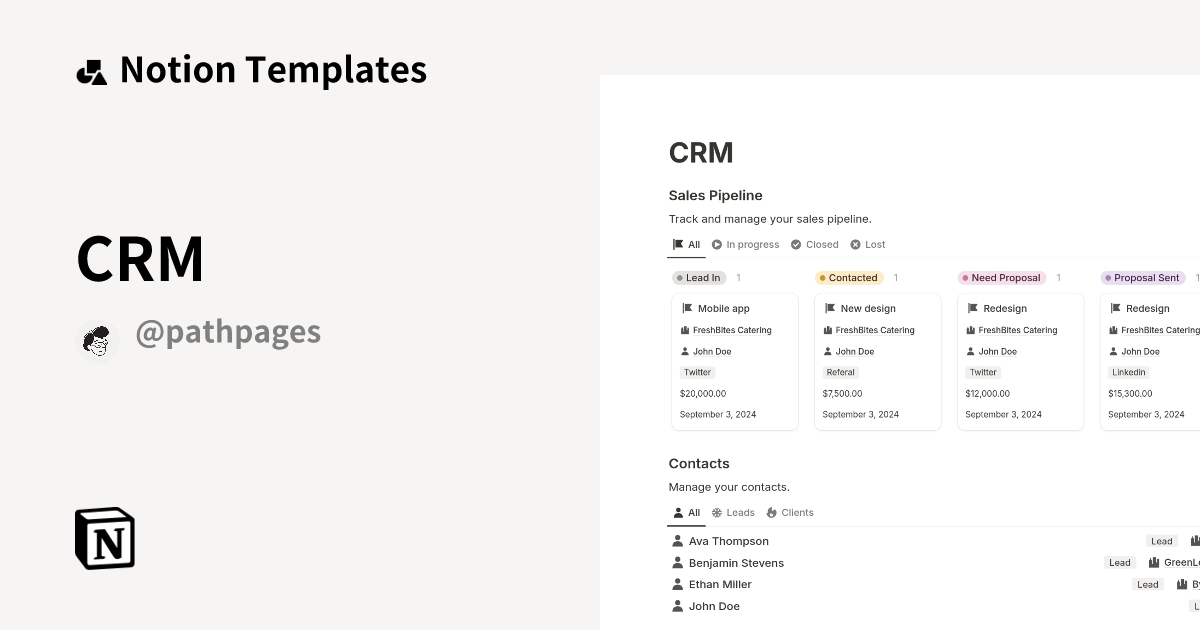 CRM Template | Notion Marketplace