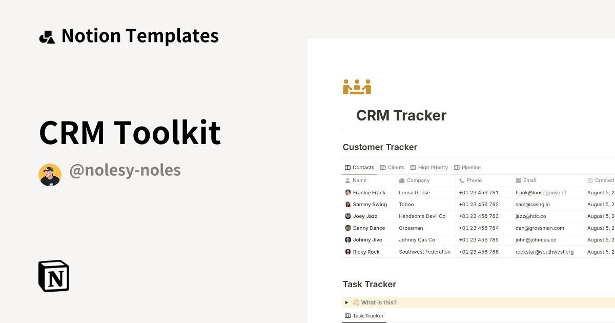 CRM Toolkit Template by Alex Noles | Making Life Easier | Notion ...
