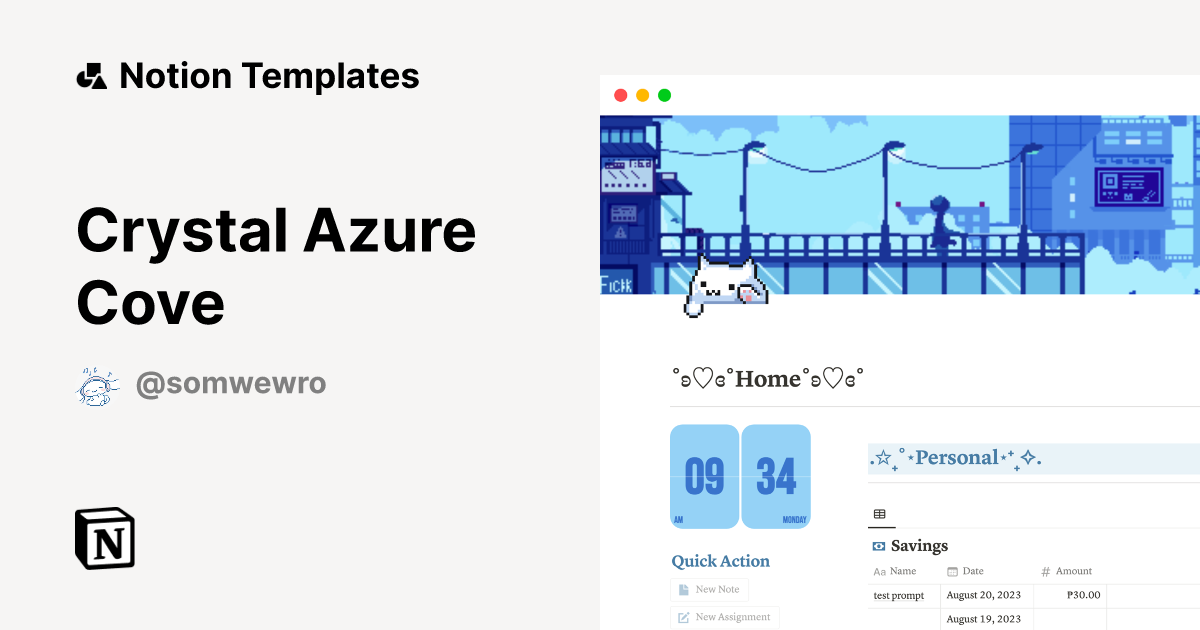 Crystal Azure Cove Template | Notion Marketplace