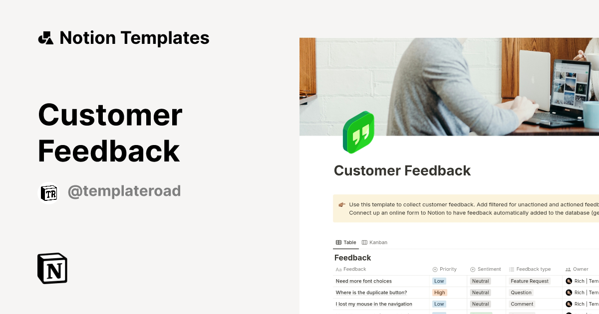 Customer Feedback Template by Template Road | Notion Marketplace