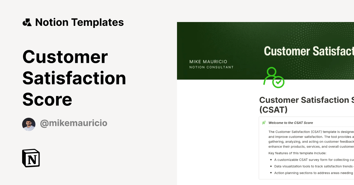 Customer Satisfaction Score Template | Notion Marketplace