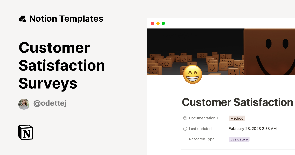 Customer Satisfaction Surveys Template by Odette Jansen | Notion ...