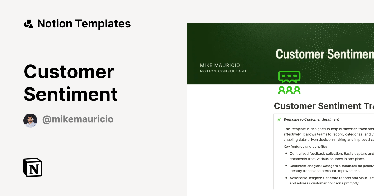 Customer Sentiment Template | Notion Marketplace