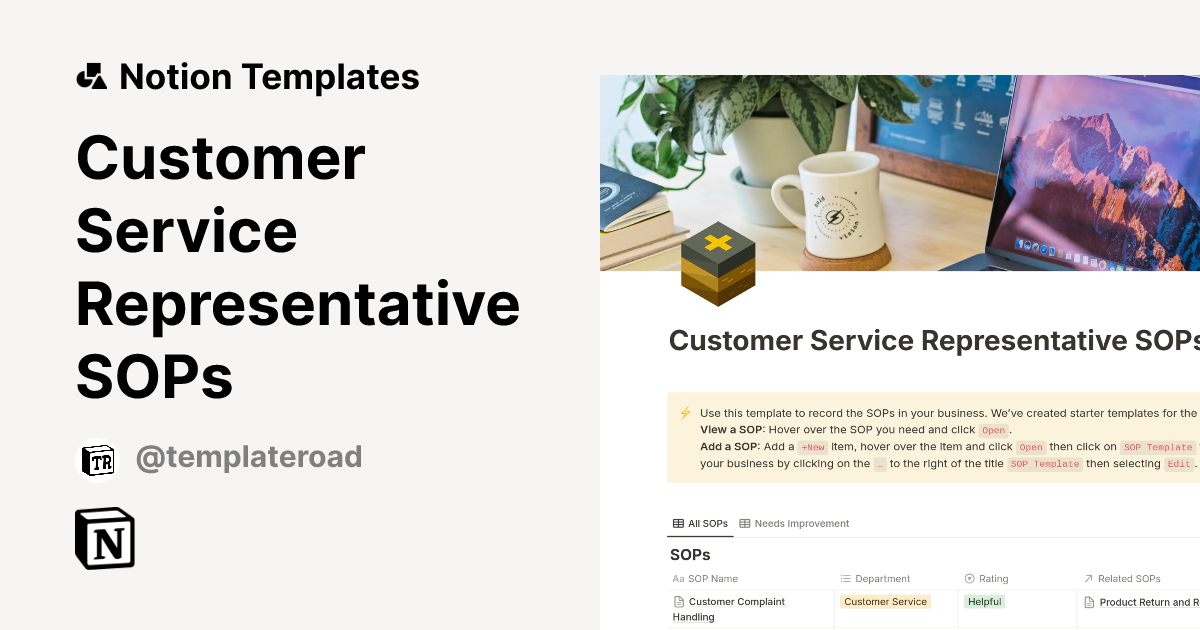 Customer Service Representative SOPs Template by Template Road | Notion ...
