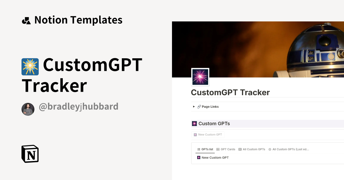 🎆 CustomGPT Tracker Template | Notion Marketplace