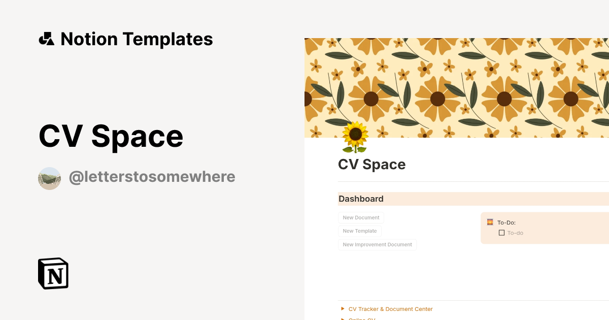CV Space Template by Letters To Somewhere | Notion Marketplace