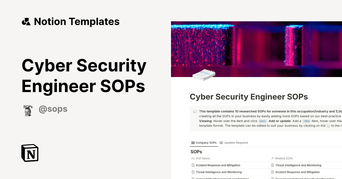Cyber Security Engineer SOPs Template | Notion Marketplace
