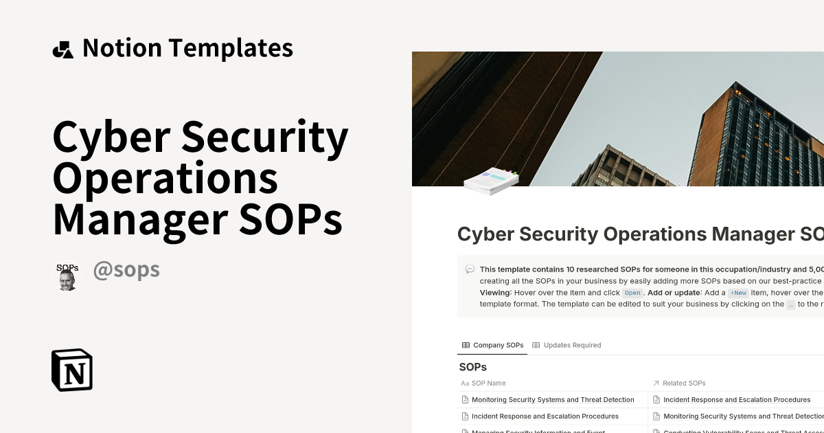 Cyber Security Operations Manager SOPs Template by SOPs | Notion ...