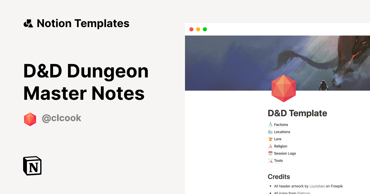 D&D Dungeon Master Notes Template | Notion Marketplace