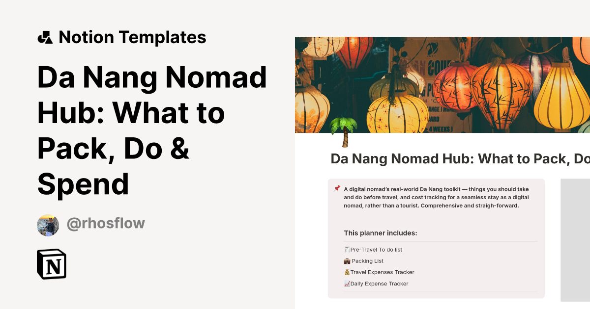 Da Nang Nomad Hub: What to Pack, Do & Spend Template by Rho's Flow | Notion Marketplace