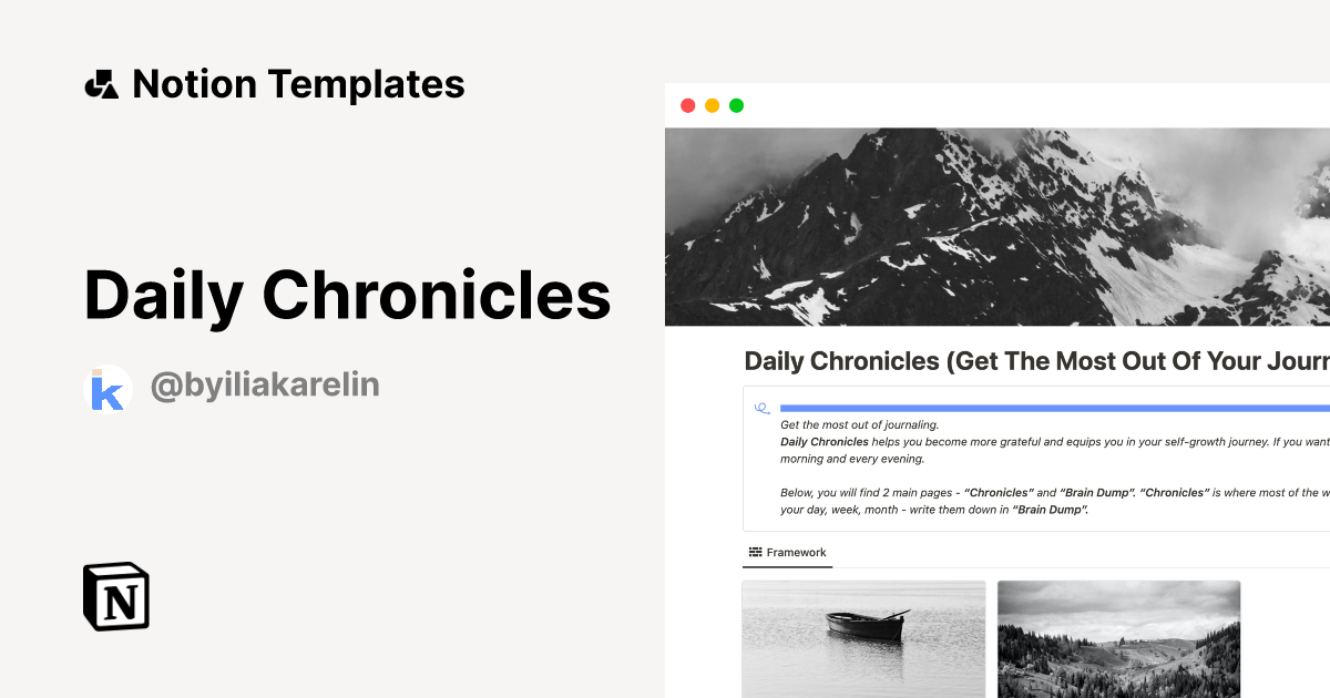 Daily Chronicles Template by Ilia Karelin | Notion Marketplace