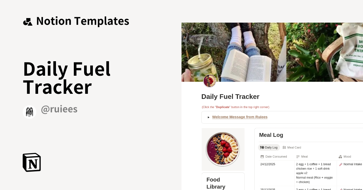 Daily Fuel Tracker Template | Notion Marketplace