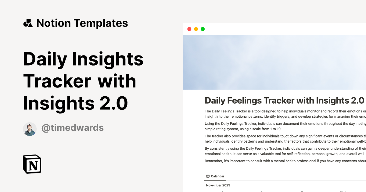 Daily Insights Tracker with Insights 2.0 Template | Notion Marketplace