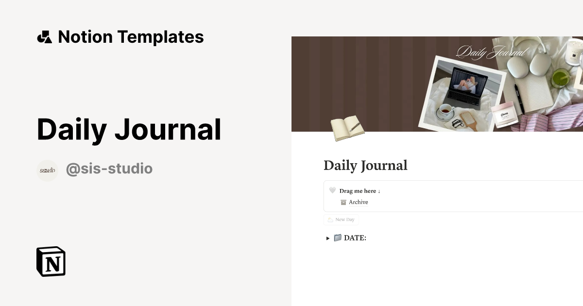 Daily Journal Template by sis studio | Notion Marketplace