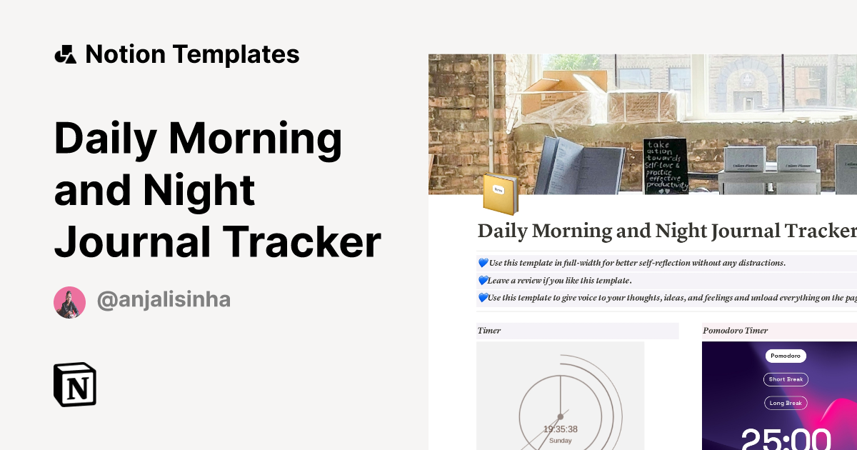 Daily Morning and Night Journal Tracker Template | Notion Marketplace