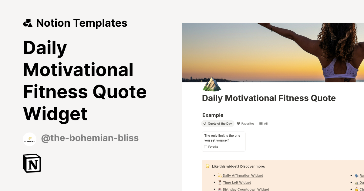 Daily Motivational Fitness Quote Widget Template by The Bohemian Bliss ...