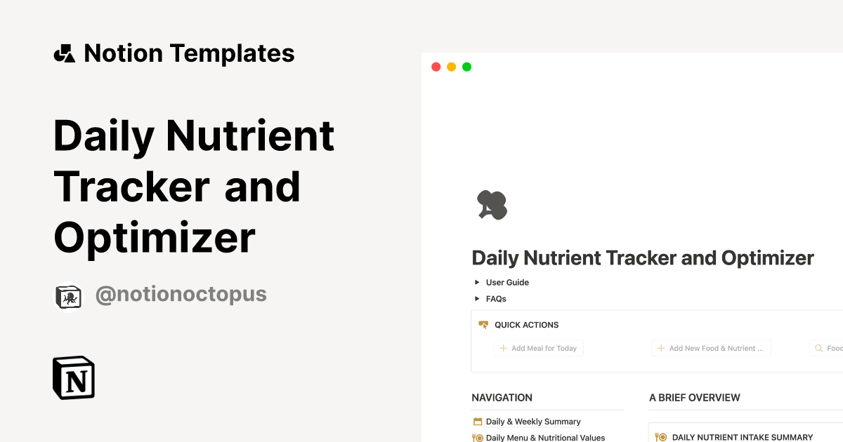 Daily Nutrient Tracker and Optimizer Template | Notion Marketplace