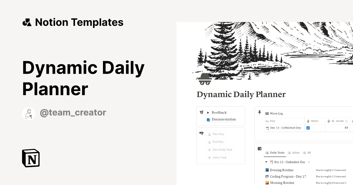 Dynamic Daily Planner Template by Andres Cortes | Notion Marketplace