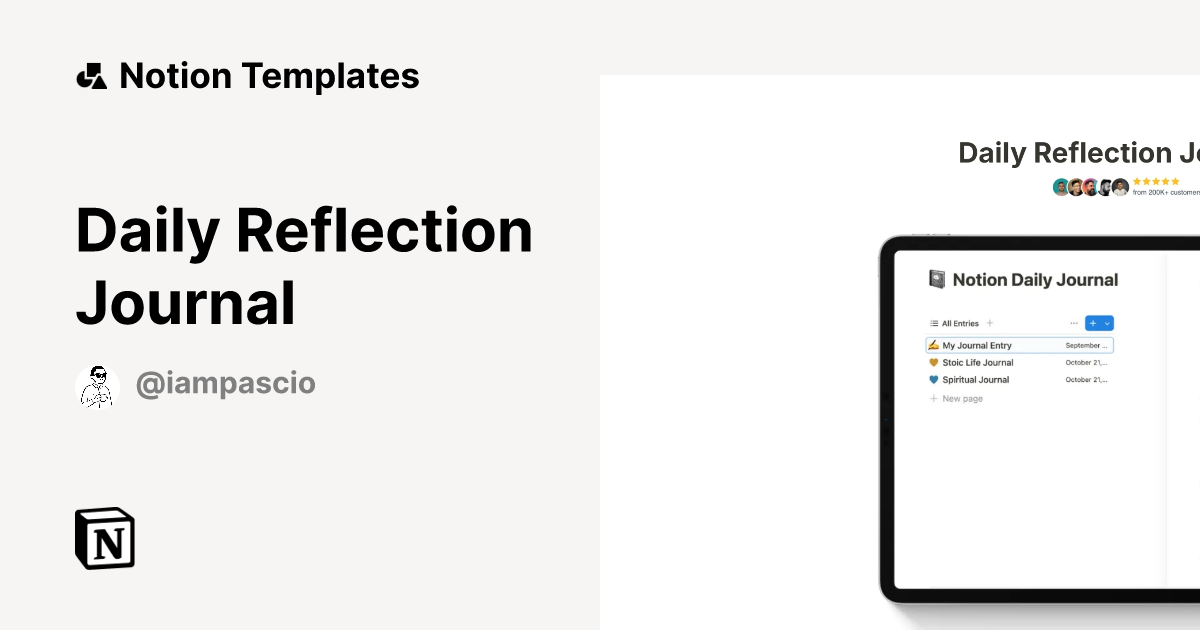 Daily Reflection Journal Template by Pascio | Notion Marketplace