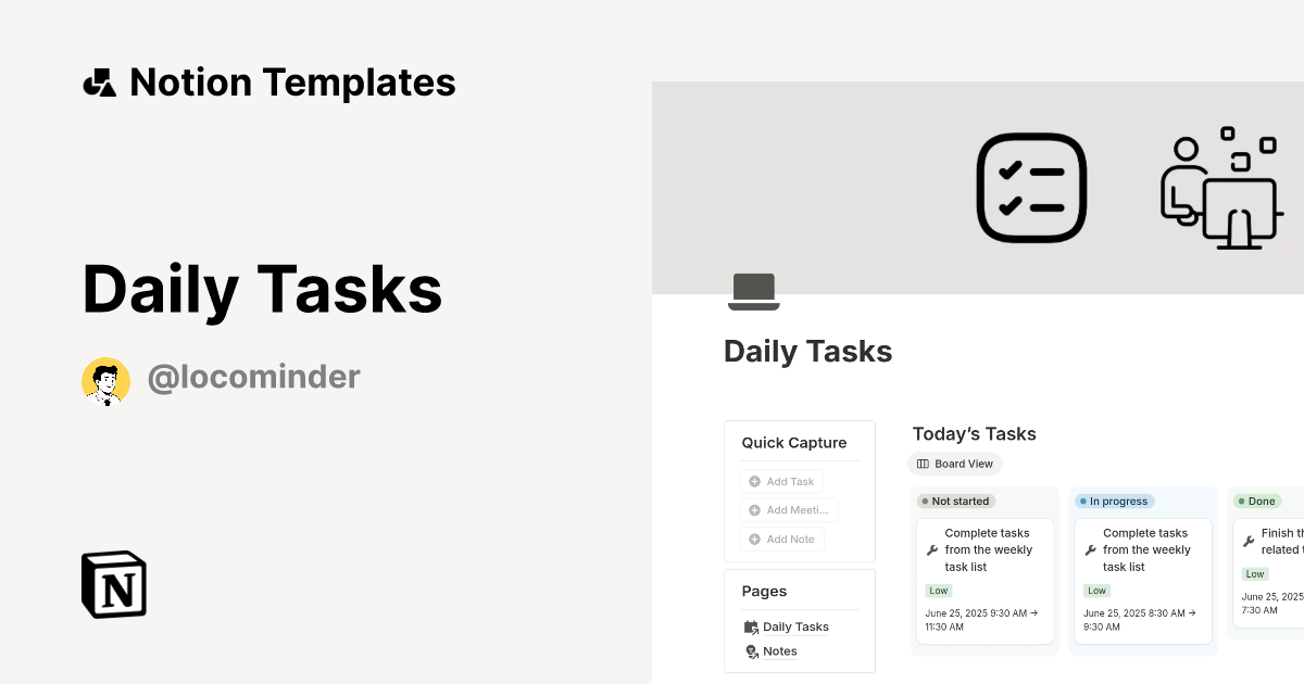 Daily Tasks Template | Notion Marketplace