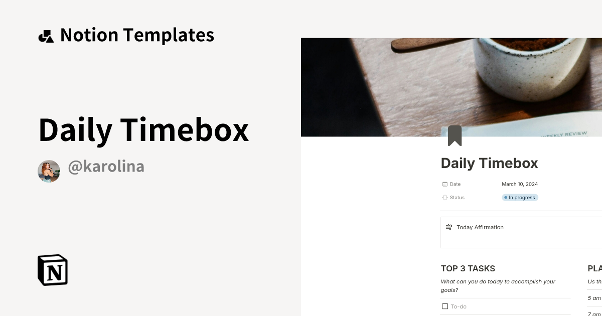Daily Timebox Template | Notion Marketplace