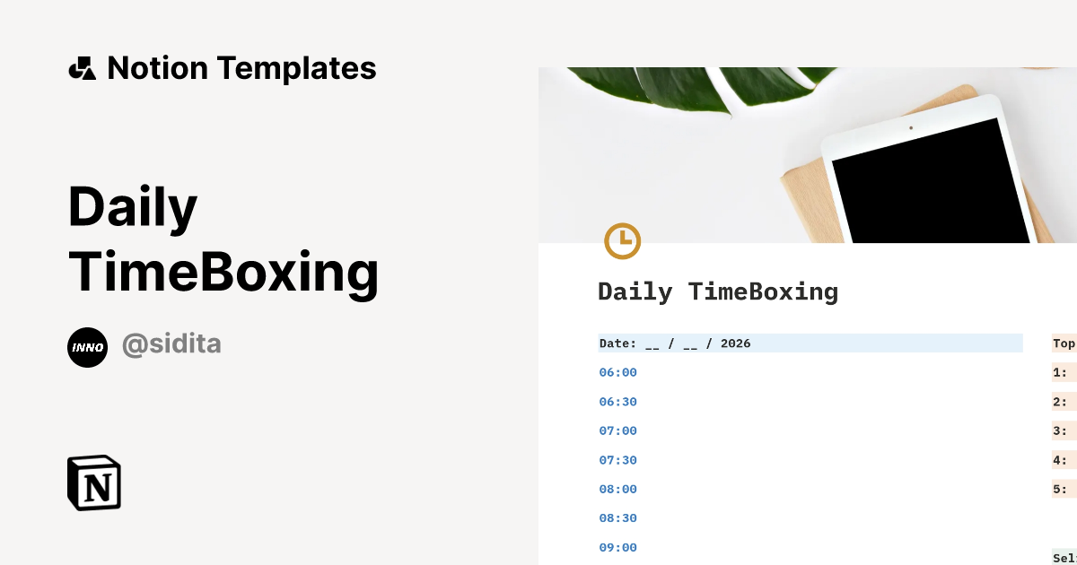 Daily TimeBoxing Template | Notion Marketplace