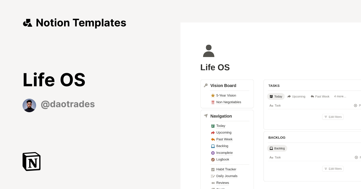 Life OS Template by DAO | Notion Marketplace