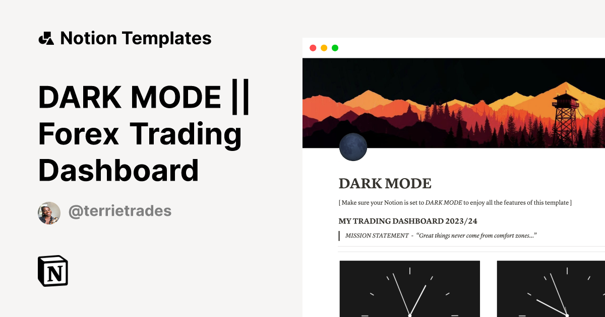 DARK MODE || Forex Trading Dashboard Template | Notion Marketplace