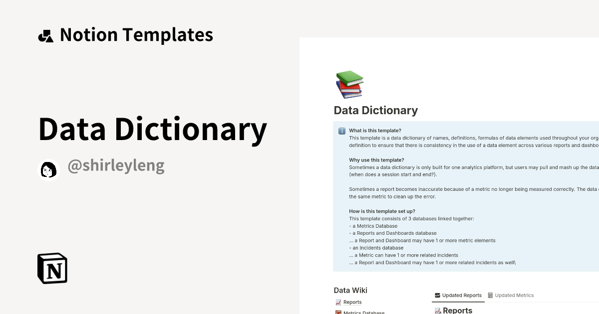 Data Dictionary Template | Notion Marketplace