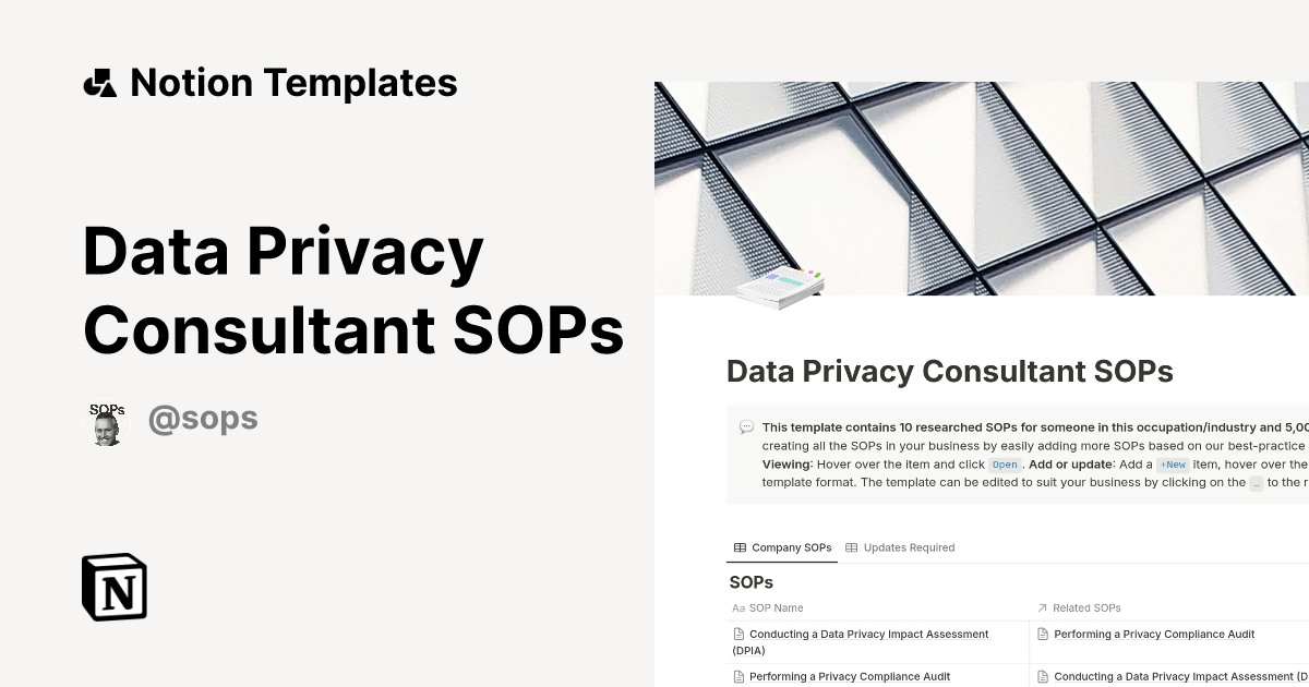 Data Privacy Consultant SOPs Template by SOPs | Notion Marketplace