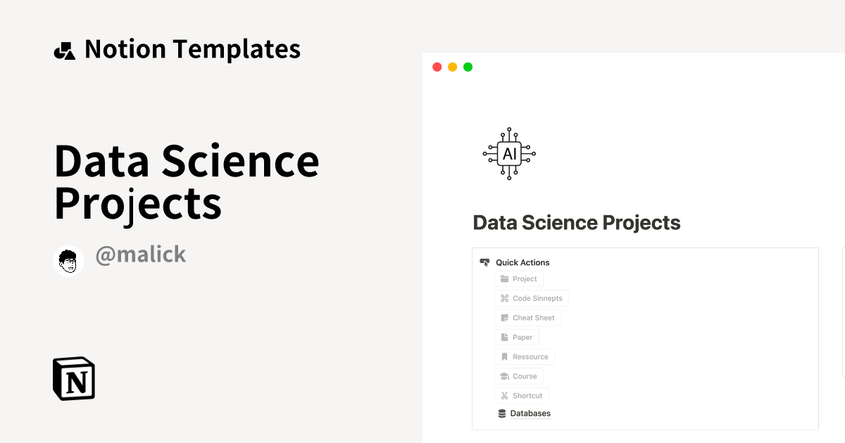Data Science Projects Template | Notion Marketplace