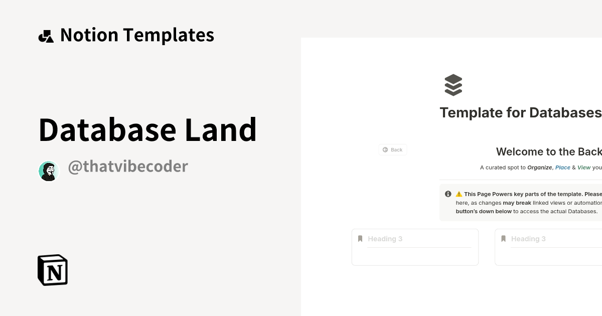 Database Land Template by That Vibe Coder | Notion Marketplace